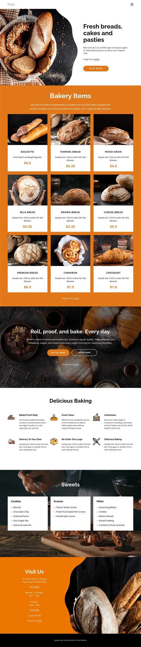 Fresh Breads And Cakes Css Template By Nicepage