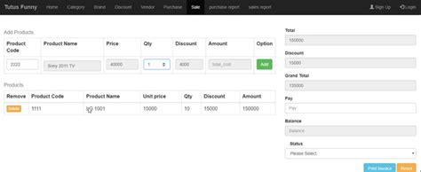 PHP Ajax Point Of Sales System Tutusfunny