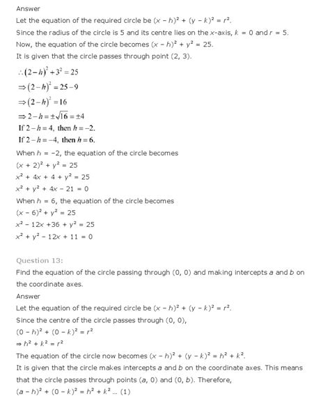 Maths Ch Conic Sections Class NCERT Solutions