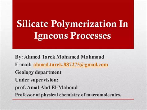 Silica Polymerization In Igneous Processes Pdf Chemistry Science