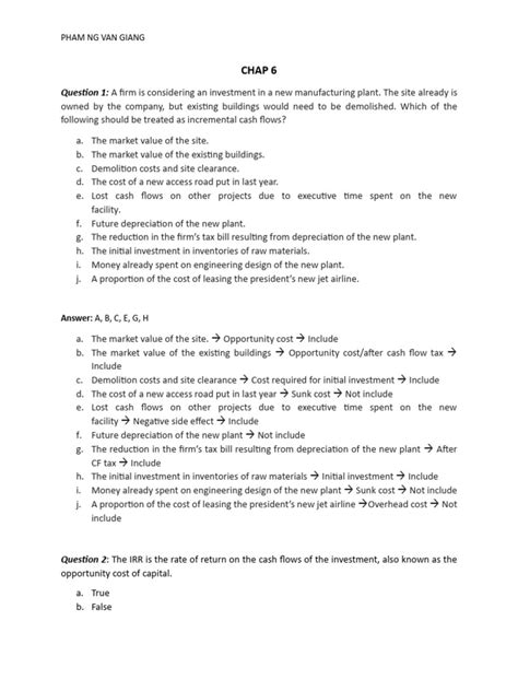 review chap 6 solution pdf net present value internal rate of