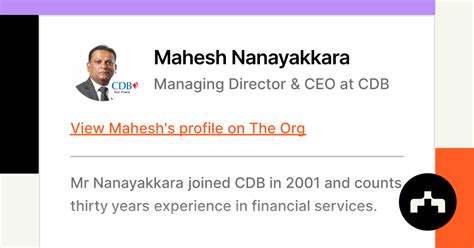 Mahesh Nanayakkara Managing Director And Ceo At Cdb The Org
