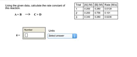 solved using the given data calculate the rate constant