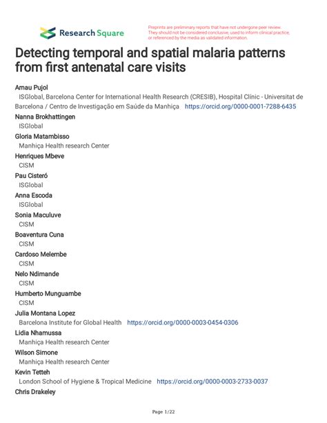 pdf detecting temporal and spatial malaria patterns from first