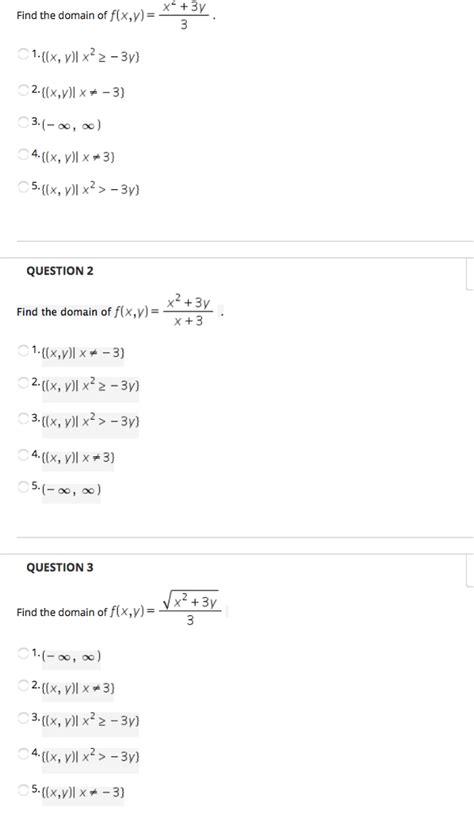Solved Find The Domain Of Fxyx Y 4 Question 2 Find The