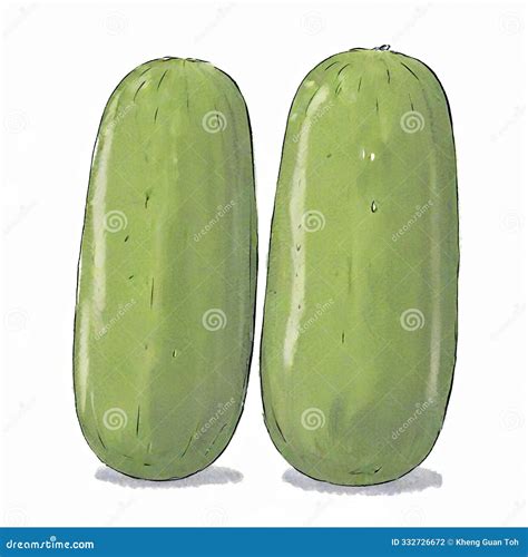 Cucumber Watercolor Illustration Sketch Drawing Style Clipart