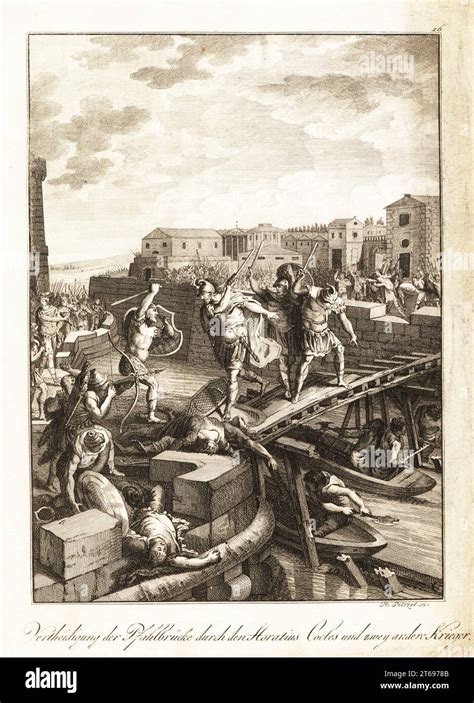 Roman Army Officer Publius Horatius Cocles Defending The Pons Sublicius