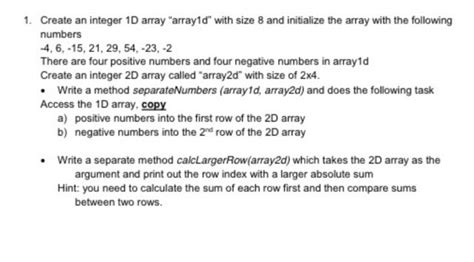 solved create an integer 1d array arrayid with size 8 and