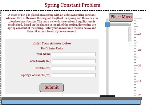Solved Spring Constant Problem A Mass Of 215 G Is Placed On Chegg Com