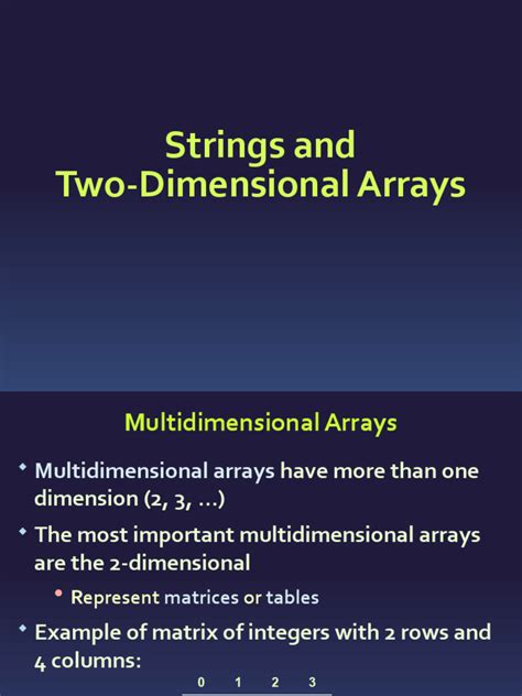 07 2d Arrays And Strings Pdf Matrix Mathematics Linear Algebra
