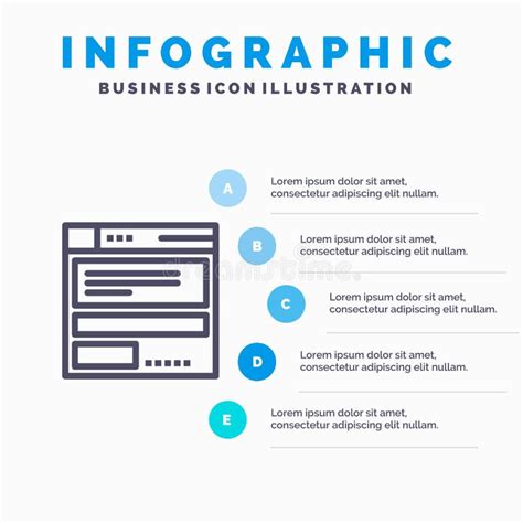 File Browser Computing Code Blue Infographics Template 5 Steps Vector Line Icon Template