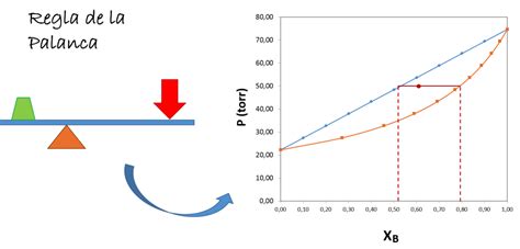 regla de la palanca en diagramas de fases de sistemas binarios