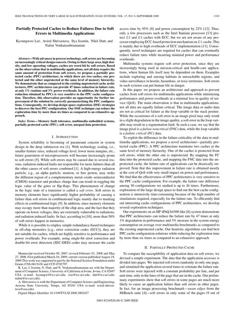 PDF Partially Protected Caches To Reduce Failures Due To Soft Errors In Multimedia Applications