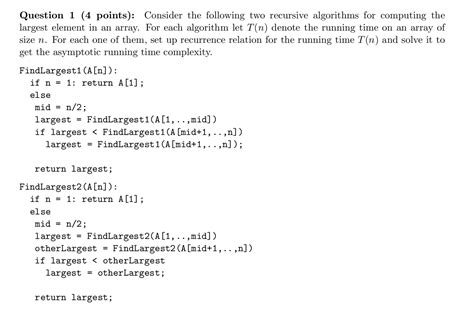 Solved Consider The Following Two Recursive Algorithms For