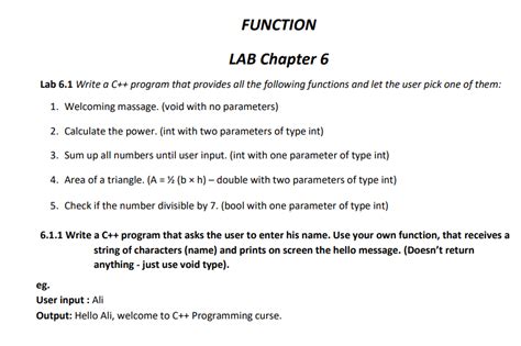 Solved FUNCTION LAB Chapter Lab Write A C Program Chegg Com