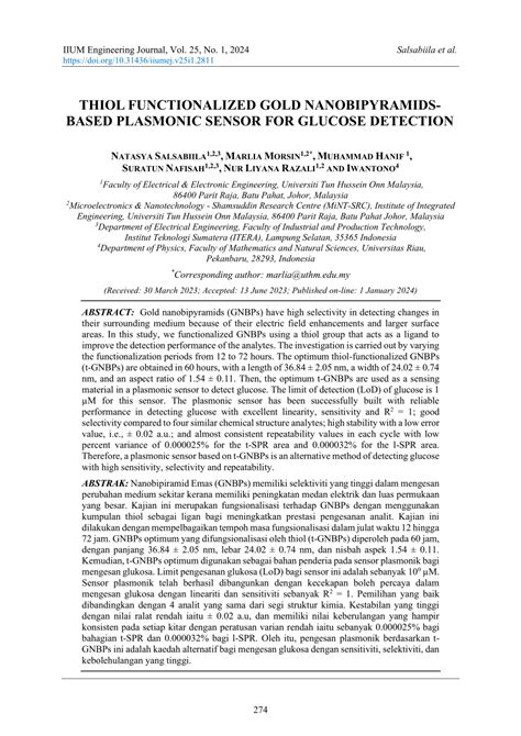 Pdf Thiol Functionalized Gold Nanobipyramids Based Plasmonic Sensor