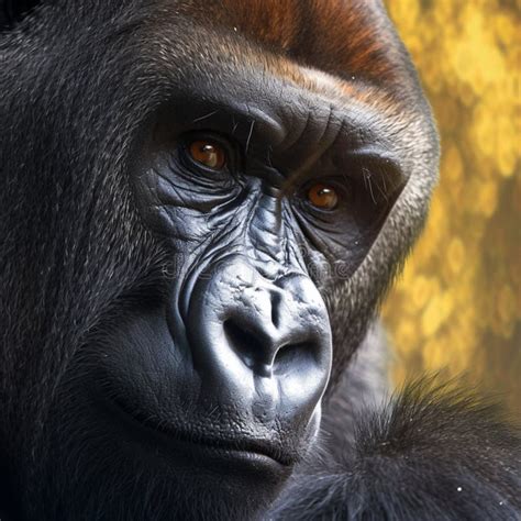 Majestic Presence Silverback Gorillas Face Close Up With Penetrating
