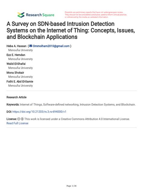 A Survey On Sdn Based Intrusion Detection Systems Pdf Machine