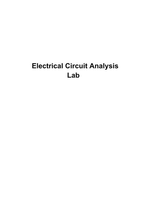 SOLUTION Electrical Circuit Analysis Lab Studypool