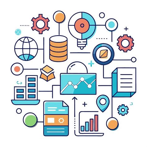 Business Strategy Workflow With Interconnected Line Icons Premium Ai