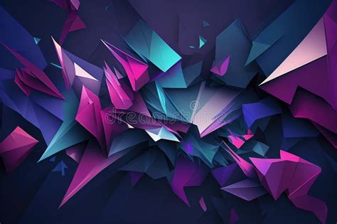Abstract Design Of Overlapping Geometric Shapes In Vibrant Shades Of Blue Purple And Pink With
