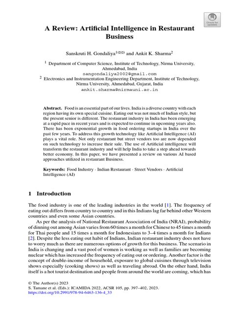 A Review Artificial Intelligence In Restaurant Bus Pdf Artificial Intelligence