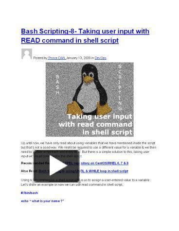 PPT Bash Scripting 8 Taking User Input With READ Command In Shell