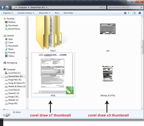 I Am Using Both Version Of Corel Draw X3 And X7 But Corel Draw X3 Thumbnails Are Smaller Then