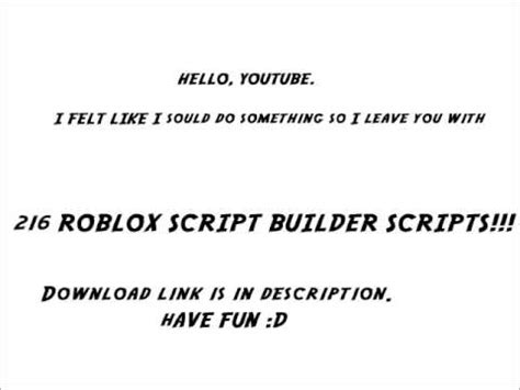 Roblox Script Builder Scripts YouTube