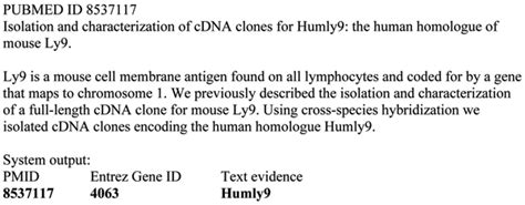Sample Pubmedmedline Abstract And Extracted Entrez Gene Identifiers