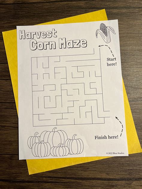 Harvest Corn Maze Activity Page Printable Fall Activity Sheet
