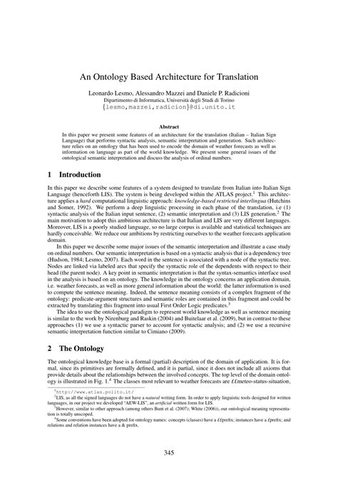 Pdf An Ontology Based Architecture For Translation