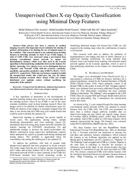 Pdf Unsupervised Chest X Ray Opacity Classification Using Minimal