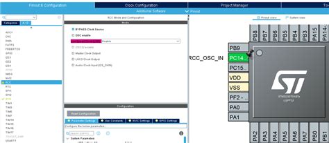 using crystal resonator for hse setting within stm