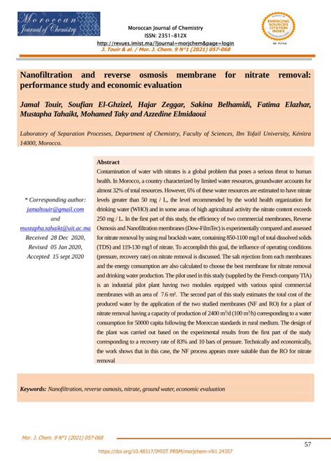PDF Nanofiltration And Reverse Osmosis Membrane For Nitrate DOKUMEN TIPS