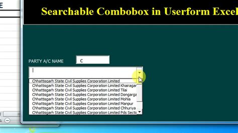 how to create searchable combobox in excel vba youtube