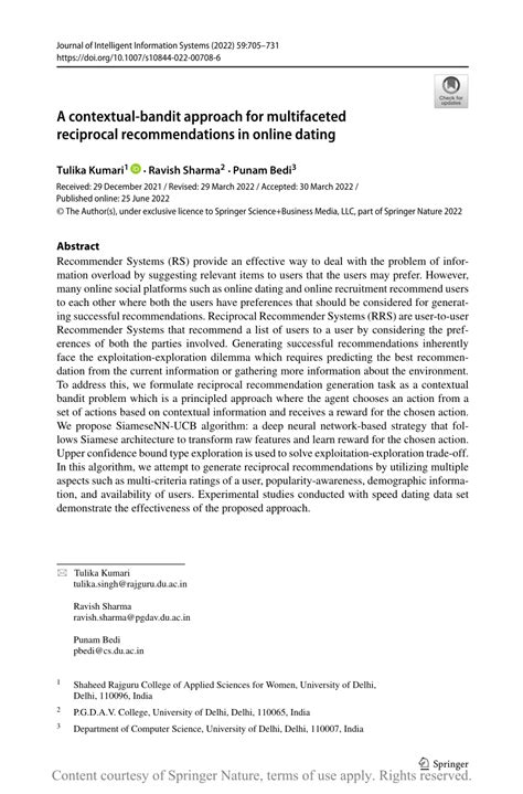 A Contextual Bandit Approach For Multifaceted Reciprocal Recommendations In Online Dating