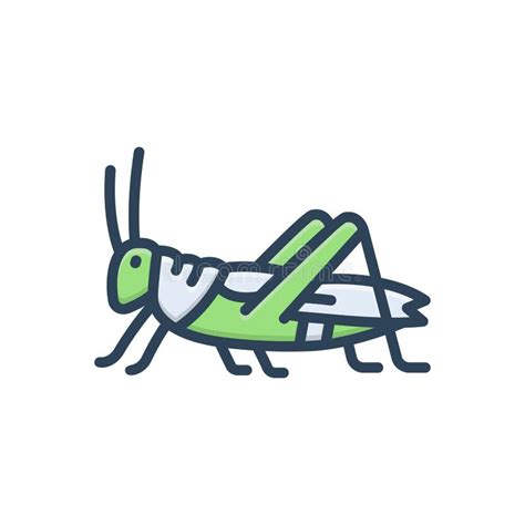 Color Illustration Icon For Grasshopper Insects And Bug Stock Illustration Illustration Of