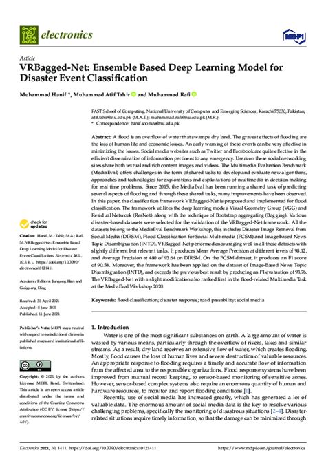 Pdf Vrbagged Net Ensemble Based Deep Learning Model For Disaster Event Classification