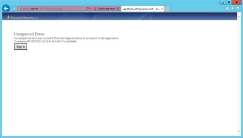 Microsoft Dynamics GP Web Client Unexpected Error Azurecurve