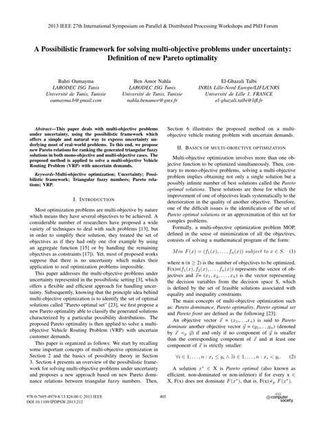 PDF A Possibilistic Framework For Solving Multi Objective Problems Under Uncertainty