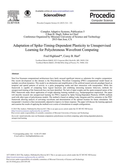 Pdf Adaptation Of Spike Timing Dependent Plasticity To Unsupervised