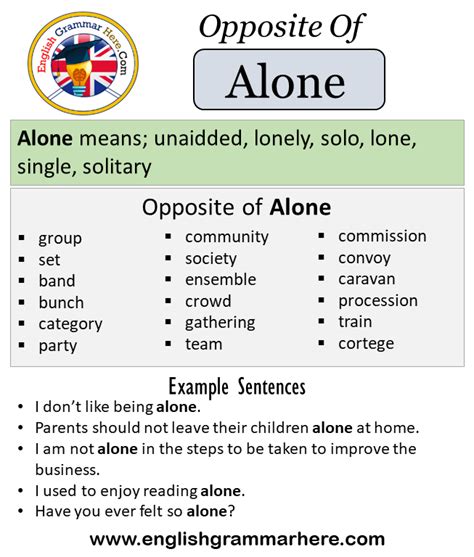 Opposite Of Alone Antonyms Of Alone Meaning And Example Sentences
