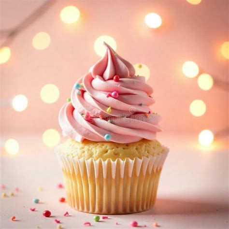 Romantic Cupcake With Pink Frosting For Valentine Stock Illustration