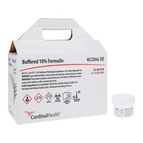 Prefilled Formalin Container Handi Pack Screw Cap Warning Label