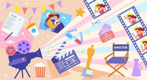 영화 제작 개념 영화 액세서리 영화 제작자 아이콘 비디오 메이커 항목 영화 촬영 클래퍼 영화 편집 및 영화 제작 예술 Tv