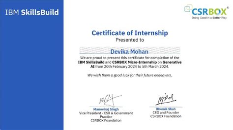 devika mohan on linkedin datascience ibm skillsbuild csr internship