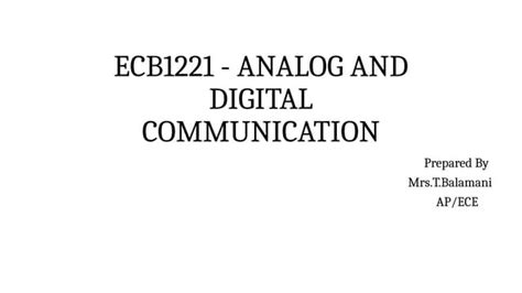 Analog Communication Introduction Unit 1 Ppt