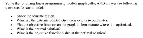 Solved Solve The Following Linear Programming Models