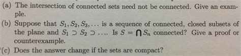 Solved The Intersection Of Connected Sets Need Not Be Chegg